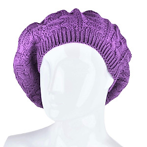 Nollia Soft Knit Solid Color Beanie, Chic, and Lightweight Crochet Knitted Style Beanie Hat for Women, One Size Slouchy Hat Lavender