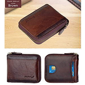 Admetus Christmas gift Men gifts Genuine Leather Short Zip Cowhide Wallet credit card ID Purses 2