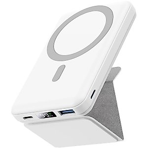 Yiisonger Magnetic Wireless Portable Charger, Foldable 10000mAh Battery Pack with USB-C Cable LED Display, Magnetic Power Bank 22.5W PD Fast Charging for iPhone 15/14/13/12/Pro/Mini/Pro Max(White)