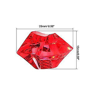 PATIKIL 25x15mm Fake Ice Rocks Cube, 1 Pack (130Pcs) Acrylic Irregular Crushed Crystal Rock Fake Diamond for Home Wedding Decor Photography Props, Red