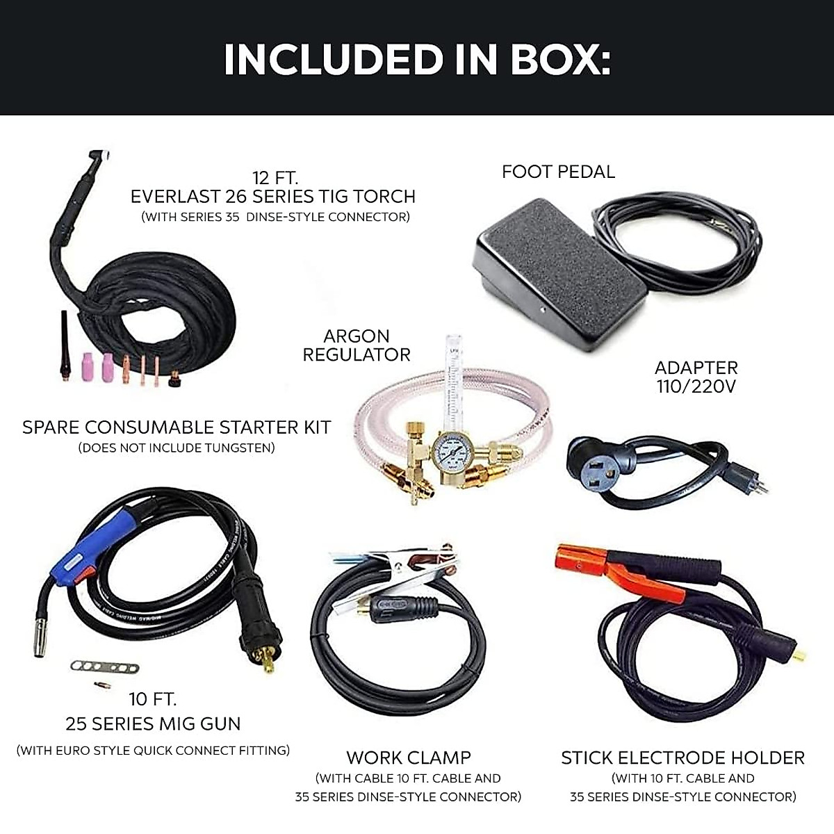 LightningMTS 225 Welder AC/DC TIG with PULSE/MIG/Stick 200 Amp Dual Voltage 110v/220v