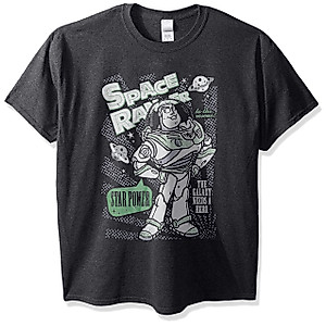 Disney Men's Toy Story Buzz Lightyear Star Power Hero Graphic T-Shirt, Charcoal Heather, Medium