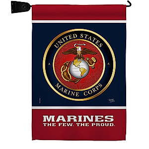 Breeze Decor Proud Marine Corps Garden Flag Set Mailbox Hanger Armed Forces USMC Semper Fi United State American Military Veteran Retire Official House Banner Small Yard Gift Double-Sided, Made In USA