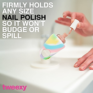 tweexy Hinge Untippable Nail Polish Bottle Holder | Anti-Spill Nail Polish Holder Stand, Tilted, IntelliStick Airlock Suction | Fingernail Painting, Nail Art Tools | Nail Polish Accessories (Unicorn)