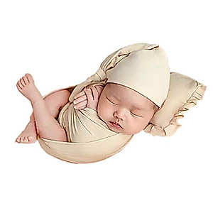 Sharely sheep Newborn Photography Wrap Blanket Props Infant Baby Boy Girl Photos Shoot Stretch Swaddle Wrap Hat Pillow Set Outfits