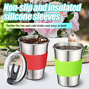 Eccliy 10 Pack Stainless Steel Kids Cups with Lids and Straws, Spill Proof Metal Tumblers with Sleeves, Sippy Drinking Water Glass for Toddlers and Adults (11.8 oz)
