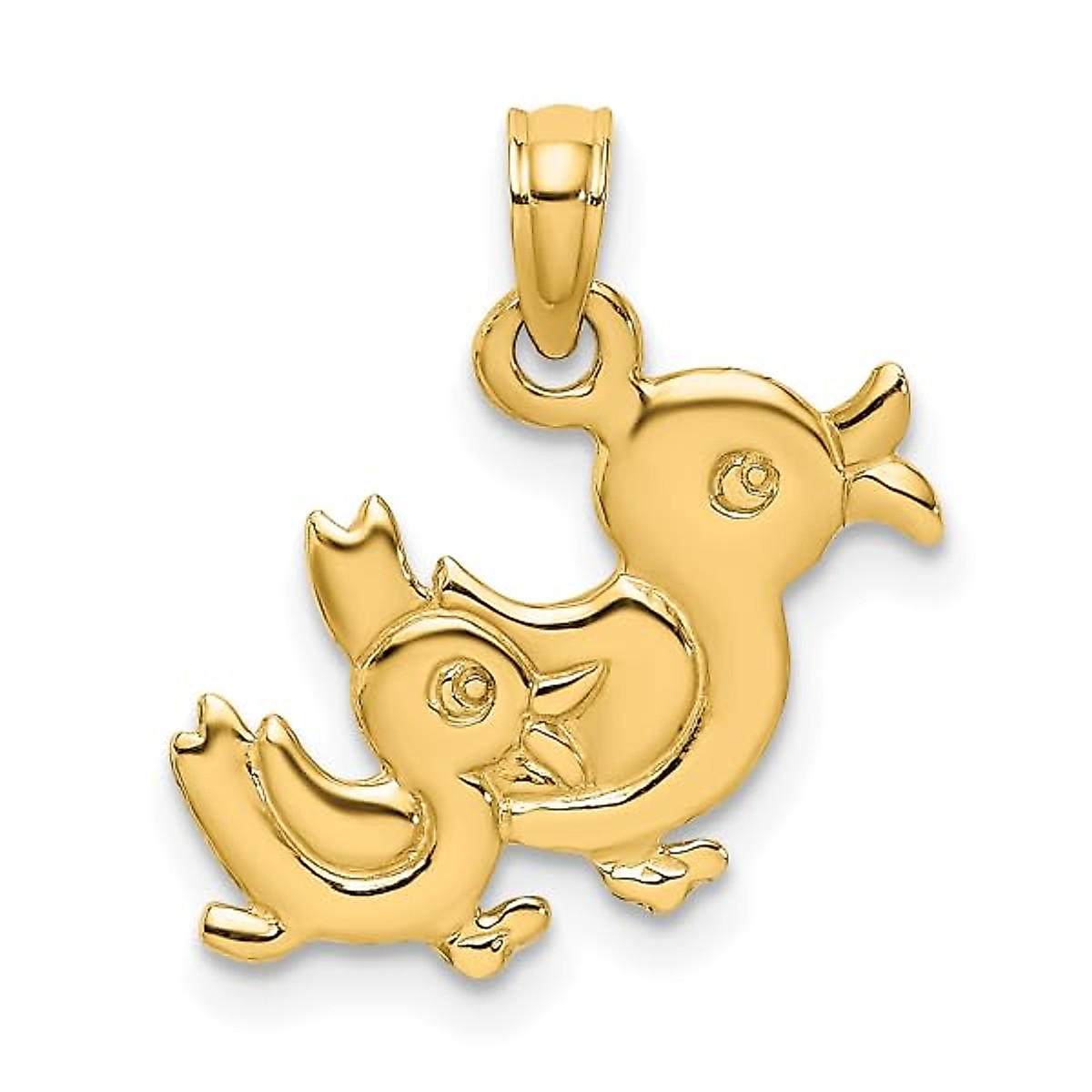 IceCarats 14K Yellow Gold Two Mallard Ducks Necklace Bird Pendant Charm 18mm x 17.3mm Only