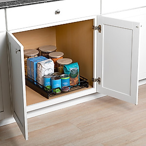 Hold N’ Storage Pull Out Cabinet Drawer Organizer, Heavy Duty-with 5 Year Limited Warranty- Slide Out Shelves, -14”W x 21”D - Requires At Least a 15-1/4” Cabinet Opening, Steel Metal, Black Finish