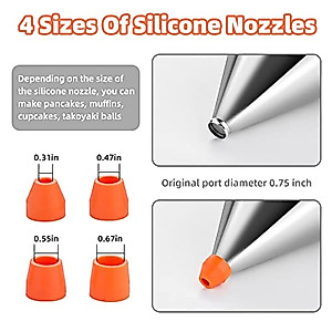 Choxila 40oz Pancake Batter Dispenser, Stainless Steel 4 Caliber Funnel Cake Dispenser with Stand Great for Pancakes, Cupcakes and Baked Goods