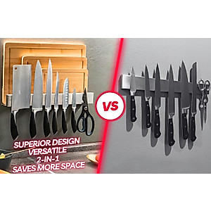 Demi's Home Knife Magnetic Strip & Cutting Board Holder for Wall or Fridge - 16 inch - (Knives & Cutting Boards Not Included) - Magnetic Cutting Board Rack & Magnetic Knife Holder for Fridge or Wall