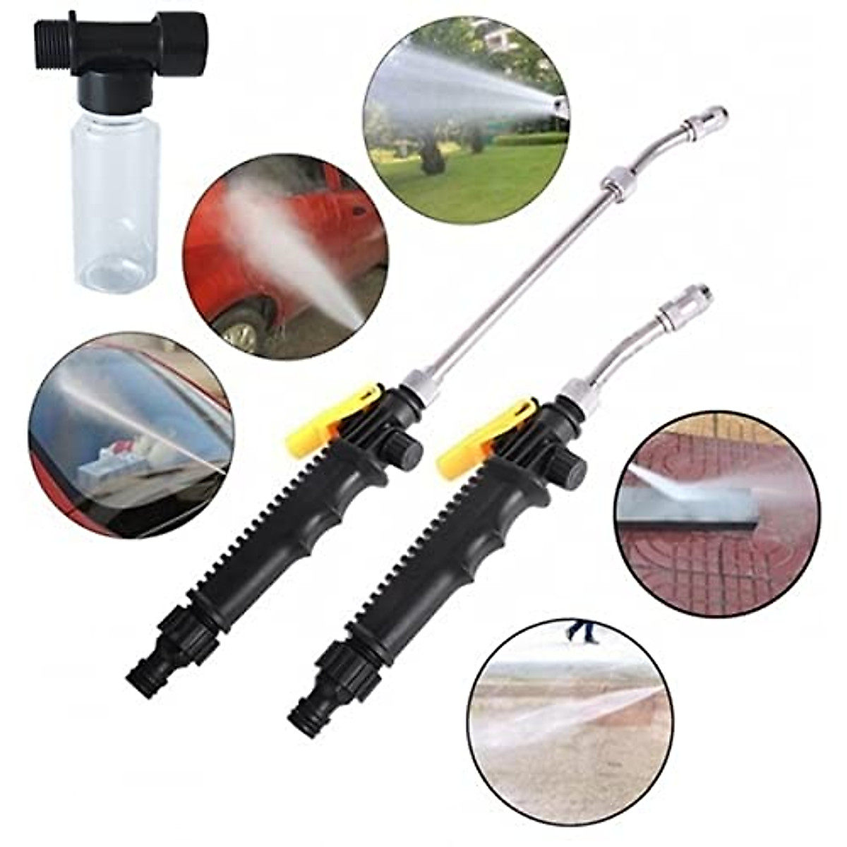 High Pressure Washer Wand, 2-in-1 Pressure Power Washer Spray Nozzle, Portable High Pressure Water Gun, Watering Sprayer Cleaning Tool for Car Washing or Garden Cleaning (11.8 in, with kettle)
