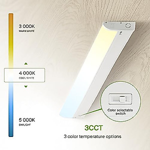 ASD LED Under Cabinet Lighting, 48 inch 24W 1758 LM, Dimmable Hardwired Under Cabinet Lights for Kitchen, 3000K Soft/4000K Cool/5000K Daylight, Under Counter Light Fixtures, ETL Energy Star White