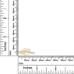 AFFY 1/20 cttw Round Cut Natural diamond 14k Yellow Gold Plated Sterling Silver Diamond Heart Infinity Ring, G-H Color, I1-I2 Clarity Ring Size-6