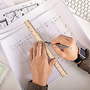 LovesTown 60 Pack Wooden Rulers, 12 Inch Ruler Bulk 2 Scale Measuring Rulers for Kids Students Office School Supplies Classroom