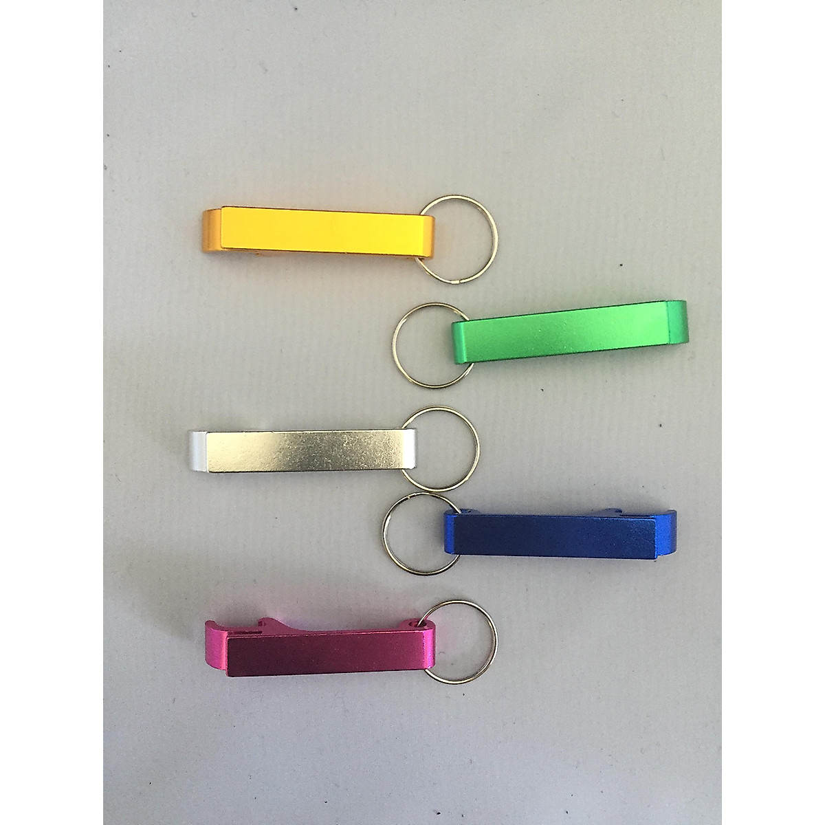 Set of 5 - JUSTMIKE'S MIXED COLORS/Multi Color Key Chain Beer Bottle Opener/Pocket Small Bar Claw Beverage Keychain Ring