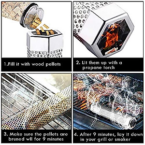 Smoke Tube - 12 inches Smoke Tube for Pellet Grill 5 Hours of Billowing Smoke, Pellet Smoker Tube for All Grill or Smoker, Hot or Cold Smoking