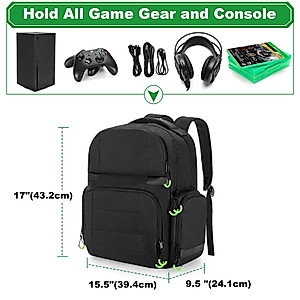 PGmoon Carry Backpack Compatible with Xbox Series X/S Console, Travel Carrying Case with Separate Storage Room for Console, Headset, Controllers, Multiple Pockets for Gaming Accessories(Patent Design)