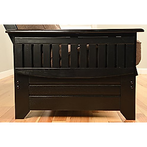 Kodiak Furniture Phoenix Full Size Futon In Black Finish With Storage Drawers, Suede Gray