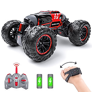 Powerextra Remote Control Car, Gesture Sensing RC Car, 4WD Transform Off Road Crawler, All Terrains Toy Stunt Car with Two Batteries, 50+ Mins Play Time for 6-12 Year Old Boys & Girls