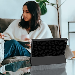 Deokke Compatible with iPad 9th /8th /7th Generation Case(2021/2020/2019) iPad 10.2 inch Case with Pencil Holder and Soft TPU Back Case,Auto Sleep/Wake Cover,for Girls Women-Black Leopard Cheetah