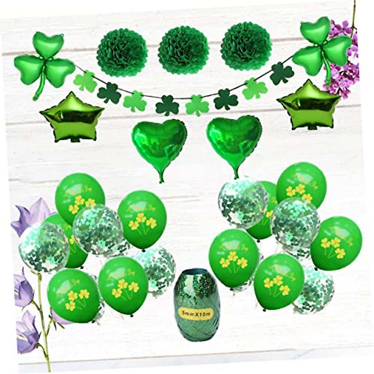 jojofuny 1 Set white ballons white balloons st patricks day balloons irish carnival latex balloons paper garland burlap banner balloons kit emulsion decorate pompom four leaf props