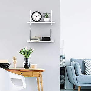 Homaz life Floating Shelves Wall Mounted Set of 2, Storage Decor Shelves for Living Room Bedroom Garage Hallway, White