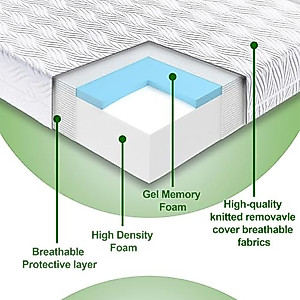 Queen Size Mattress, 10 Inch Cooling-Gel Memory Foam Bed Mattress in a Box for Cool Sleep & Pressure Relief, Breathable Bed Mattress with Medium Firm, CertiPUR-US Certified (10" Queen)