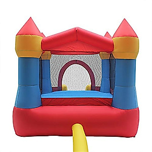 Bouncy Castle, Inflatable Castle Small Children's Trampoline Home Trampoline Indoor and Outdoor Slide Inflatable Castle Children's Playground Inflatable Castle (Orange 260×190×170Cm)