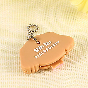 Key Cap Key Cover,Cute Dog Shape Key Cover,Lovely Cartoon Key Cap Keychain Key Holder with Pink Bowtie Key Identifier Caps Key Covers