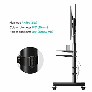 ONKRON Power Strip Surge Protector Mounting Bracket for TS1881 TV Stand Column Diameter 50 mm (APS1881) Black