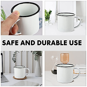 DOITOOL Fun Metal Coffee Mug Campfire Coffee Mug, Camping Coffee Mug Drinking Cup with Handle, Metal Coffee Tea Cup, Suitable for Indoors, Outdoors, Camping and Hiking (White) Coffee Tin Mugs