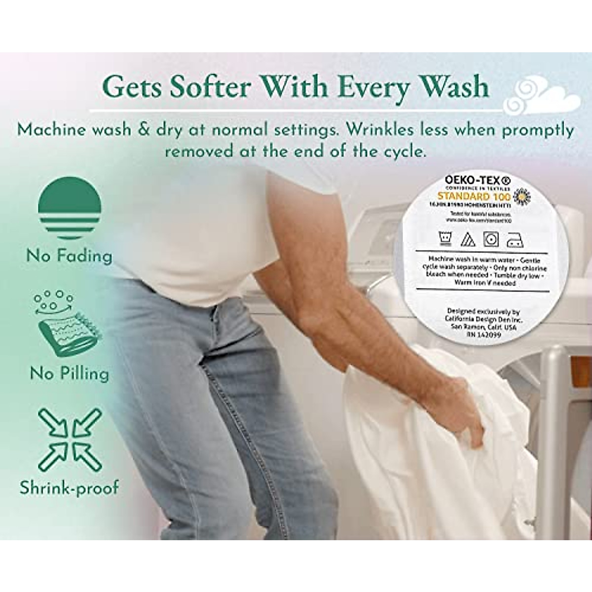 CALIFORNIA DESIGN DEN Luxuriously Soft Hotel Quality 600 Thread Count, 100% Cotton Set of 2 Cases, Crisp & Cool White Standard Pillow Cases Fits Standard & Queen Pillows (Bright White)