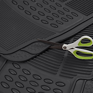 BDK Floor Mats, 4-Piece All-Weather Car Mat with Universal Fit Design, Durable Rubber Car Floor Mats with Capture Ridges, Waterproof for Cars Trucks SUV (Black)