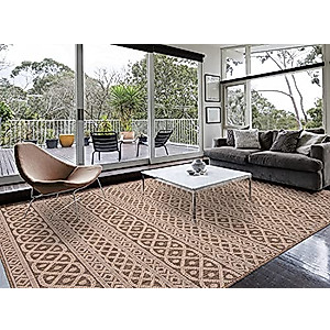 RUGBUGGERY Indoor Outdoor Moroccan Boho Panel Area Rug for Patio, Living Room, Bedroom, Kitchen 5.3x7.6 ft, Color: Natural Neutral (Washable, Bohemian, Non Shedding, Stain Resistant, Fade Resistant)