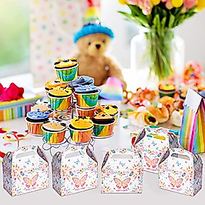 24 Pcs Butterfly Party Favor Treat Box Spring Butterfly Party Goodie Gift Box Butterfly Flower Gift Wrap Boxes Kraft Candy Treat Paper Boxes Butterfly Birthday Party Supplies for Baby Shower Wedding