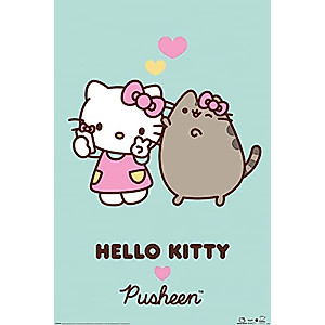 Hello Kitty Pusheen The Cat - Poster (Hearts) (Size: 24" x 36")