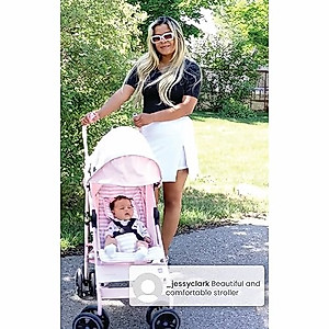 babyGap Classic Stroller - Lightweight Stroller with Recline, Compact Fold & Removable Parent Organizer - Made with Sustainable Materials, Grey Stripes