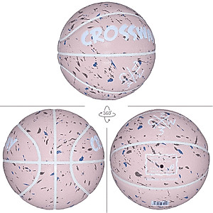MAIBOLE Outdoor Basketball Composite Leather Size-6 – Women's Basketballs Indoor Ultra-Grip Excellent Bounce Durable with Pump Pink