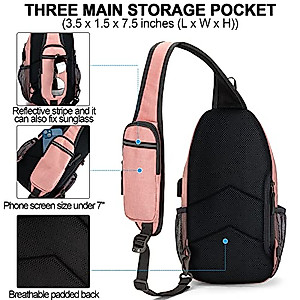 Lumesner Sling Bag Crossbody Sling Backpack with USB Charging Port,Water Resistant Shoulder Bag for Men Women,Lightweight One Strap Backpack Chest bag for Hiking,Cycling,Biking