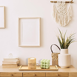 4 Pack Bamboo Serving Tray Rectangle Bamboo Wood Tea Serving Tray Rounded Edges Wooden Bathroom Counter Tray Bamboo Vanity Tray for Dresser Food Coffee Tea Snack Tissues Candles,11x 4 Inch