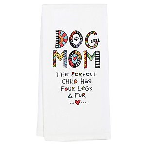 Enesco Our Name is Mud Cuppadoodle Dog Mom Embroidered Dish Cloth Tea Towel, 26.5 Inch, Multicolor