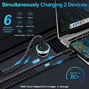 Fast Car Charger USB C for Samsung Galaxy S23 S23+ S23 Ultra A54 A14 A53 A13 A03S A02S A12 A32 A42 A52 S22 Ultra S21 FE S20 S10 S9 S8 Note 20 Z Flip 4 3,3.4A Android Car Adapter with 3ft Type C Cable