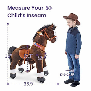 PonyCycle Horse Ride on Toy for Toddlers Boy Toys Classic Model U (with Brake/ 30" Height/Size 3 for Age 3-5) Giddy up Riding Horse Rocking Horse Rides Chocolate Brown Ux321