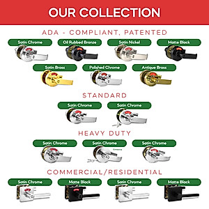 VIZILOK Privacy Indicator Lock and Lever C3FK, Large in-USE or Vacant Indicator, Durable ANSI GRADE2 comp, Perfect for Public restrooms Including Restaurants, Hospitals, Medical Offices. Satin Chrome