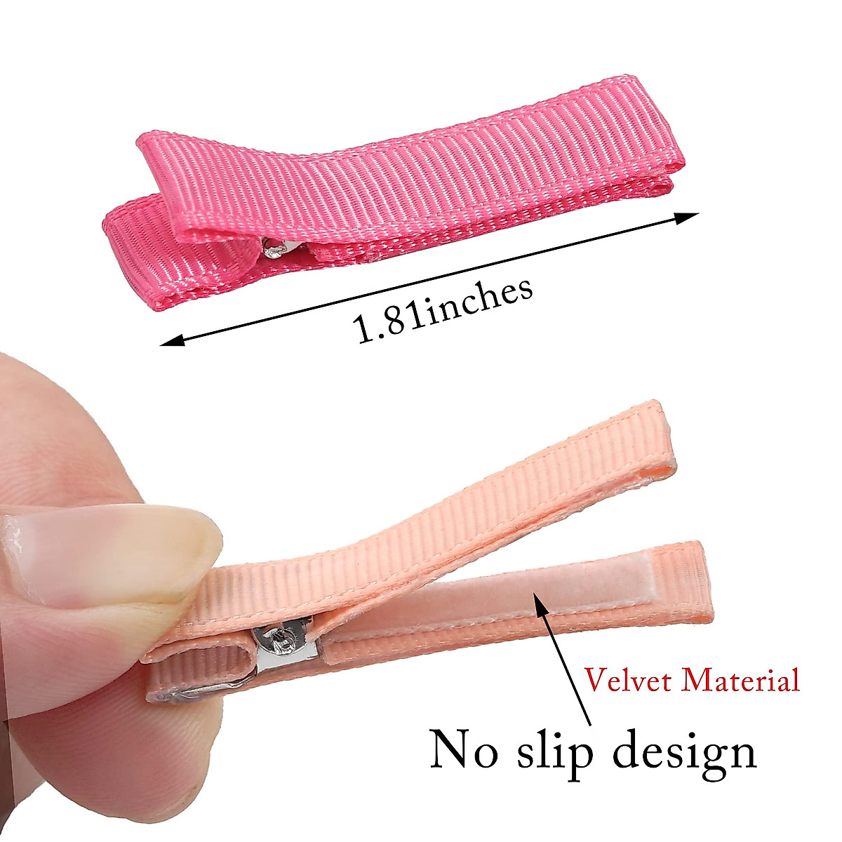 Qearl Baby Hair Clips Baby Barrettes for Fine Hair, Tiny 1.8" Fully Lined Clips Tiny Hair Clips for Baby Girls Infant 50PCS (25Colors in Pairs)