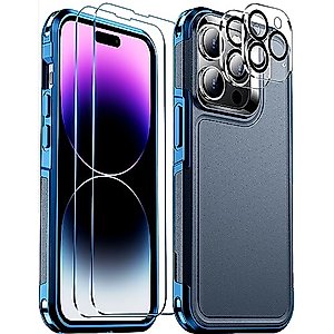 Red2Fire for iPhone 14 Pro Max Case, with 2 Pcs Tempered Glass Lens & Screen Protector [Military Grade Shockproof] Heavy Duty Full Body Protection Phone Case for iPhone 14 Pro Max 6.7 inch Dark Blue