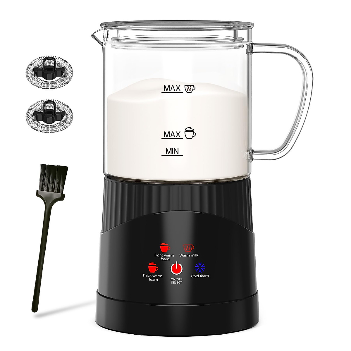 Chefavor Milk Frother Electric,4 in 1 Milk Frother and Steamer,14OZ Warm and Cold Foam Maker,Milk Warmer for Coffee,Cappuccinos,Macchiato