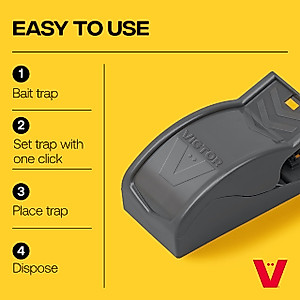 Victor M070B Easy and Safe-Set Power Kill Mouse Trap Quick and Clean Rodent Disposal - 2 Reusable Mouse Traps