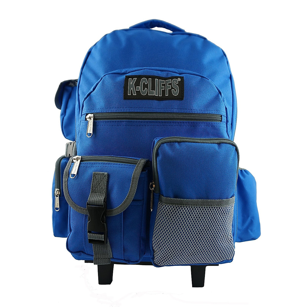 K-Cliffs Heavy Duty Rolling Backpack School Bookbag with Wheels Deluxe Wheeled Daypack