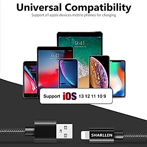 sharllen iPhone Cable MFi Certified Lightning Charger 5Pack 6FT Nylon Braided iPhone Charging Cord Fast W 6Feet USB 6Foot iPhone Data Wire Compatible iPhone12/11 Pro/XS/XR/X/8/7/6/iPad/iPod/IOS Black